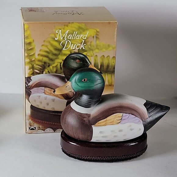 Accents | Vintage Handcrafted Bisque Porcelain Mallard Duck With Wood ...